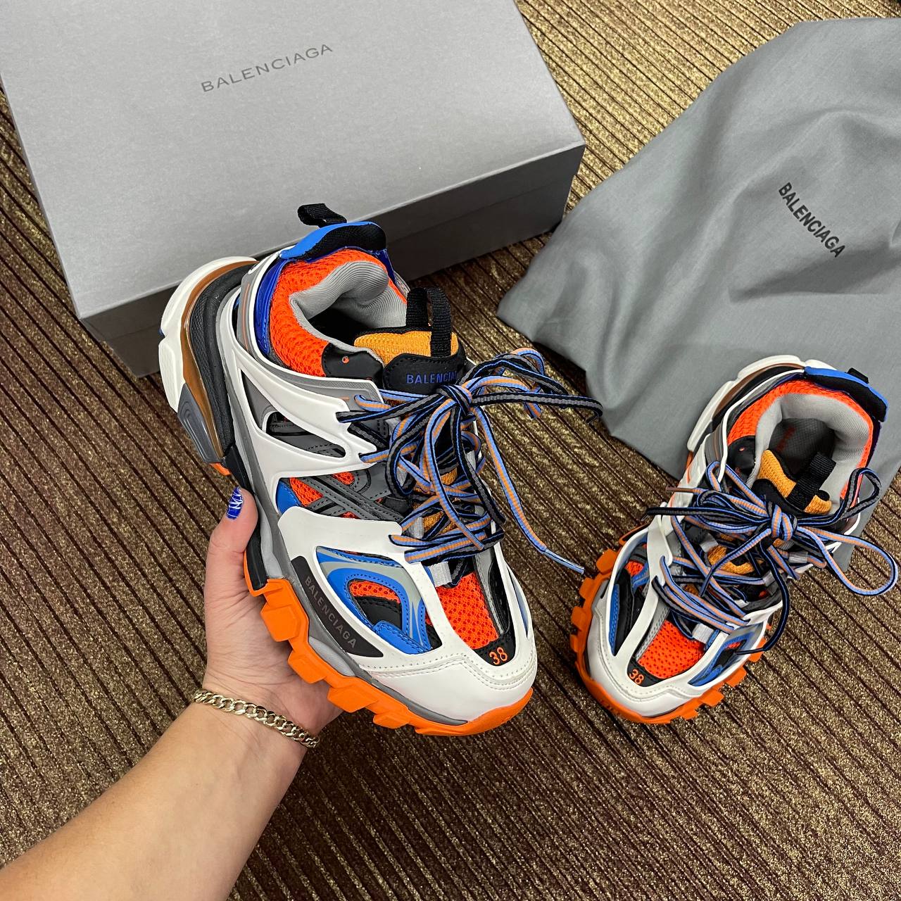 balenciaga ayakkabi turuncu beyaz mavi sneakers track