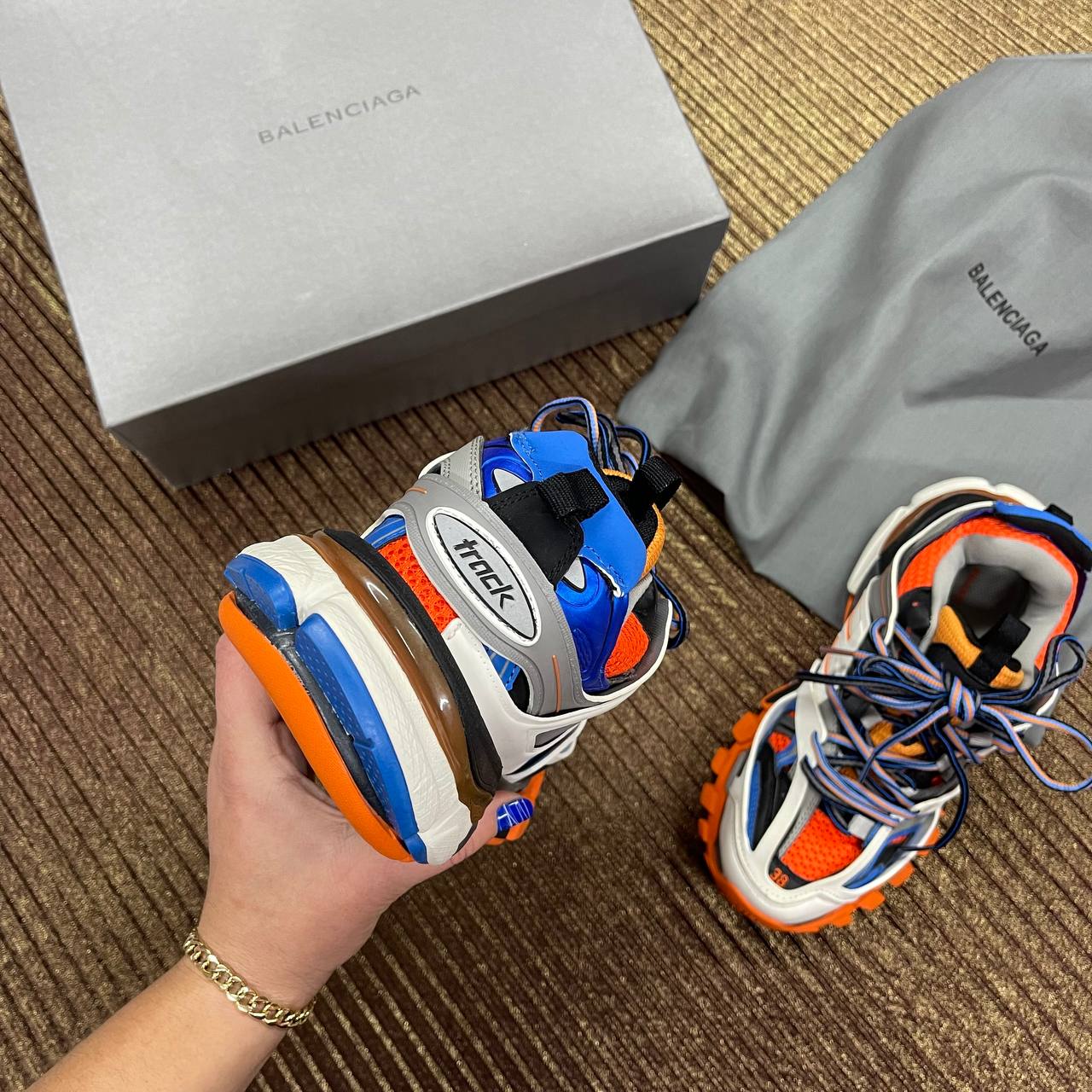 balenciaga ayakkabi turuncu beyaz mavi sneakers track