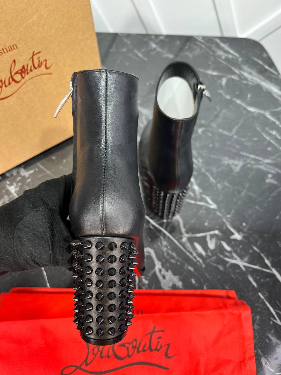 christian louboutin ayakkabi bot siyah zimbali