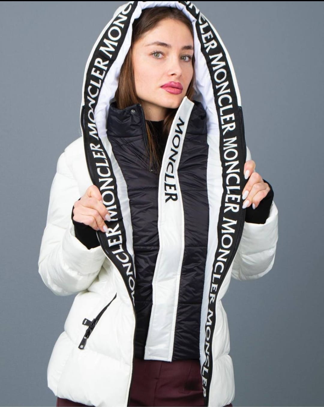 moncler mont beyaz parlak cift fermuarli yuksek kalite