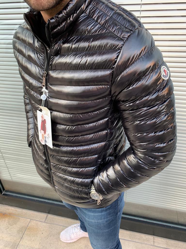 moncler mont erkek 2021 siyah parlak ince cizgili