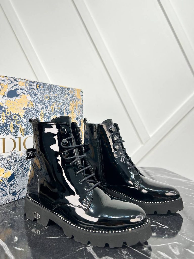 christian dior ayakkabi bot rugan siyah army rebelle boot