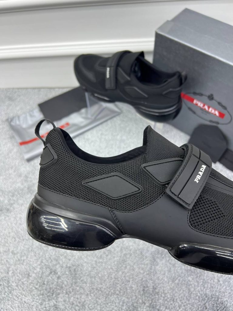 prada ayakkabi siyah cloudbust knit technical fabric sneakers